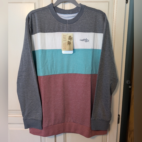 reel life | Shirts | Reel Life Mens Bayfront Colorblock Sweatshirt Nwt ...